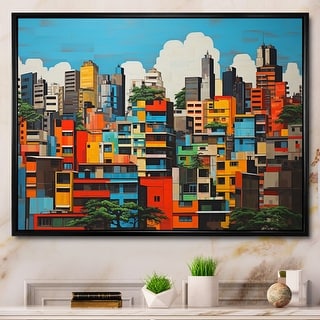 Designart "Pop Art Mumbai Cityscape II" Cityscapes Framed Wall Art Prints - Bed Bath & Beyond ...